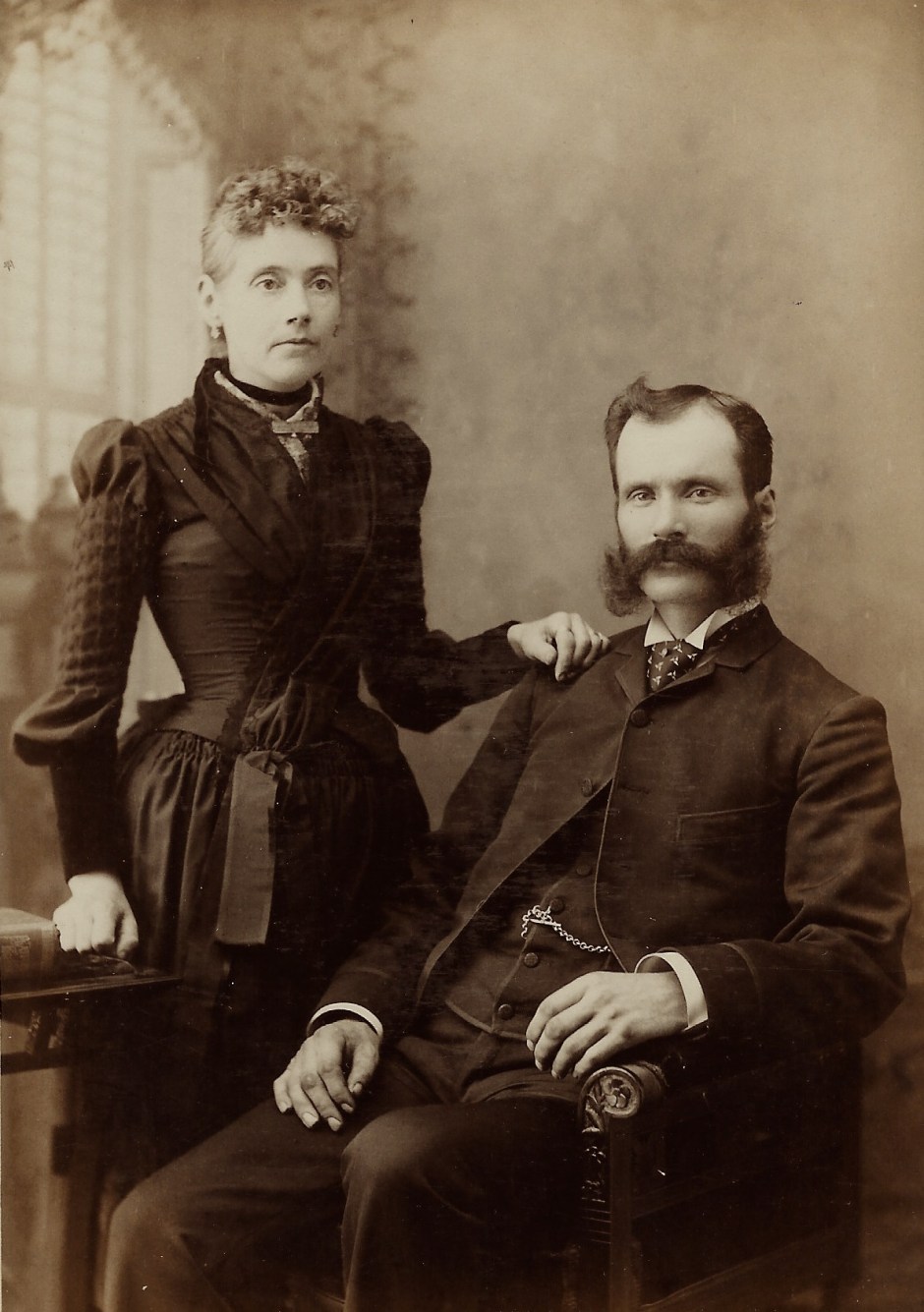 GENTLEMAN WITH MUTTON CHOPS POSING WITH HIS WIFE IN LOWELL ...