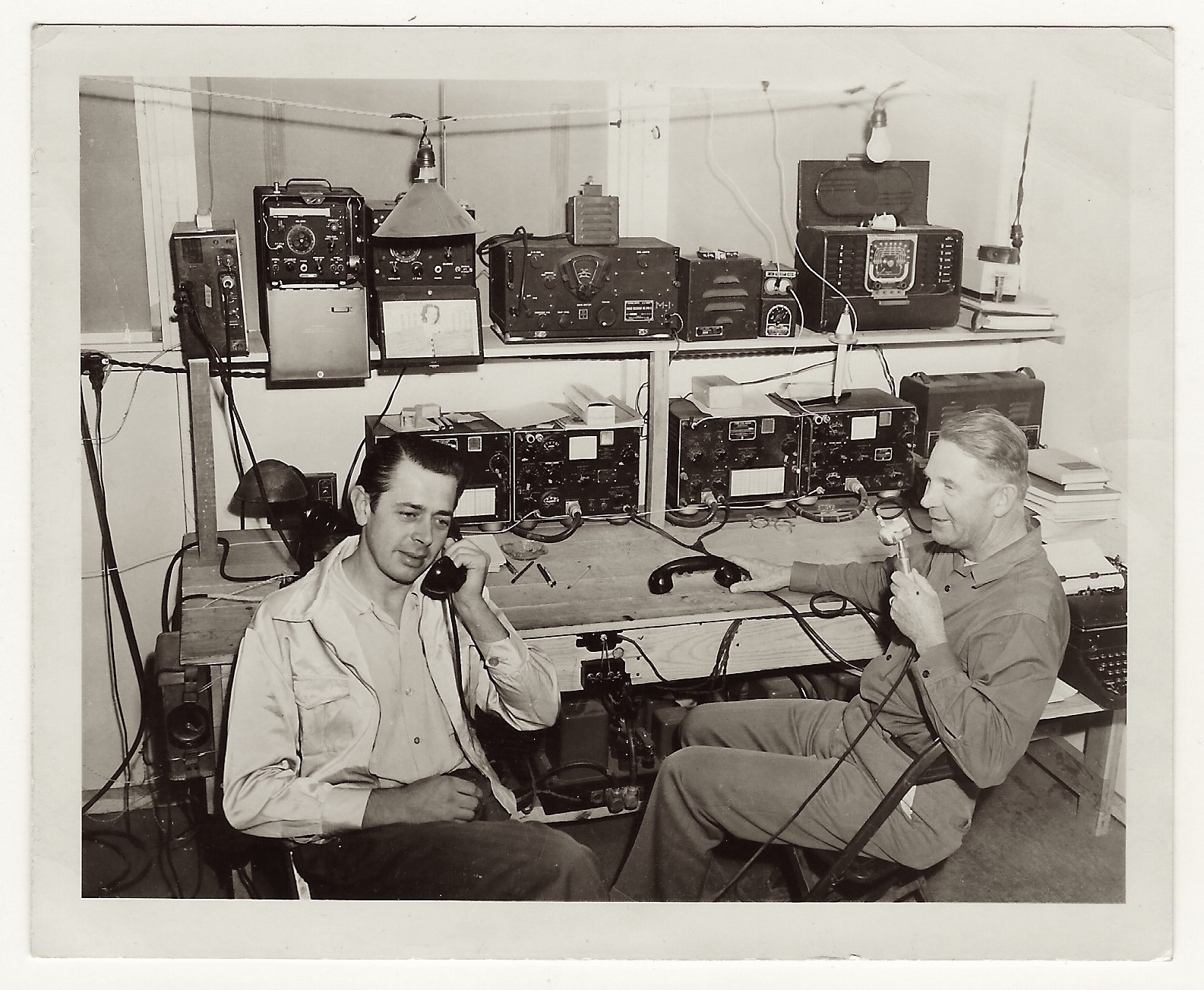 PORTRAIT OF TWO MEN AT THEIR HAM RADIO STATION | THE CABINET CARD GALLERY
