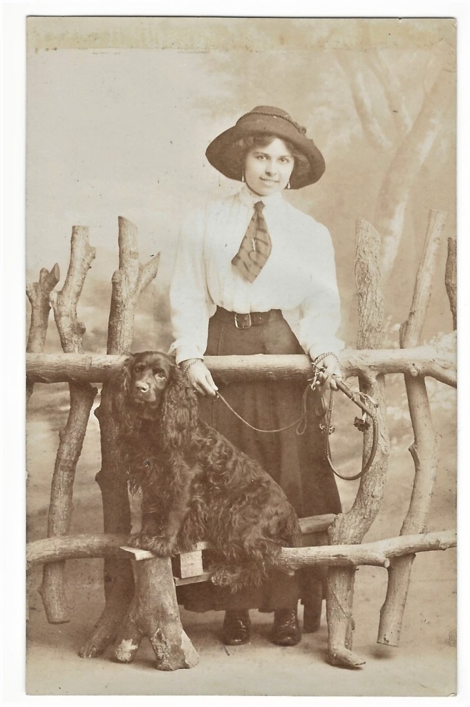 PORTRAIT OF A PRETTY YOUNG WOMAN AND HER FENCE CLIMBING COCKER SPANIEL ...