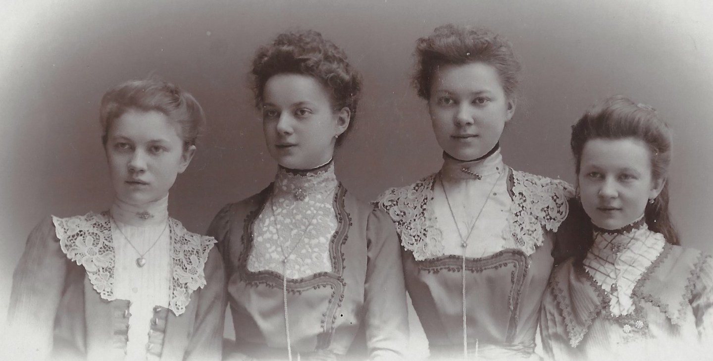 FOUR LOVELY YOUNG WOMEN POSE FOR THEIR PORTRAIT IN BERLIN, GERMANY ...